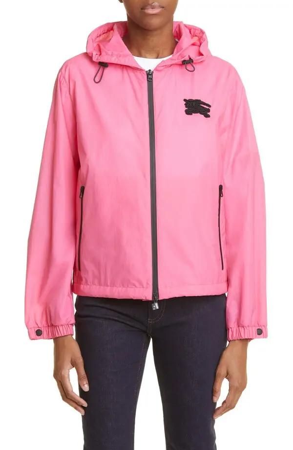 Burberry Everton Ekd Appliqué Hooded Nylon Windbreaker - Bubblegum